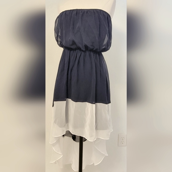 Double Zero | Dresses | Double Zero Strapless Navy Overlay Highlow ...